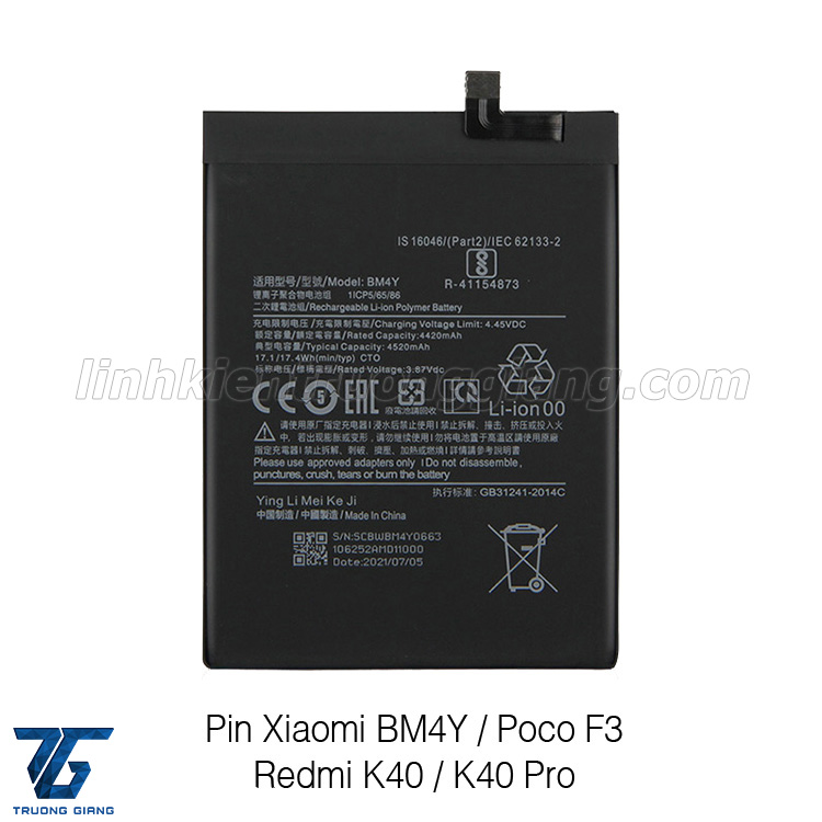 Pin Xiaomi BM4Y / Poco F3 / Redmi K40 / Redmi K40 Pro / Poco F3 Pro ...